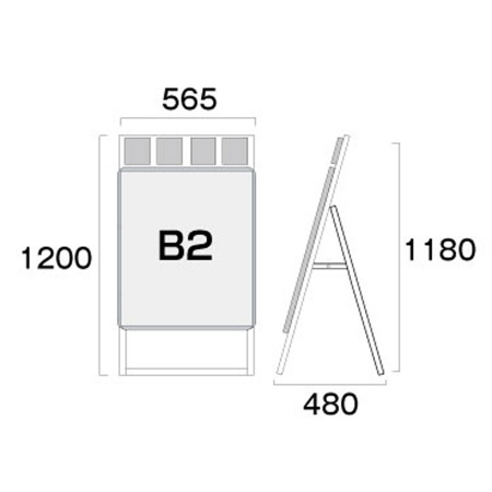 PGSKP-B2KB｜ポスターグリップスタンド看板パンフレットケース付B2 片面・屋内用・ブラックフレーム PGSKP-B2KB｜飲食店用品・印刷通販のatta(アッタ)